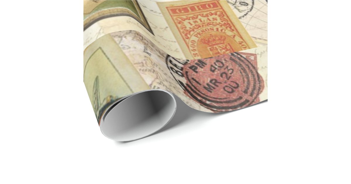 modern vintage travel collage wrapping paper | Zazzle