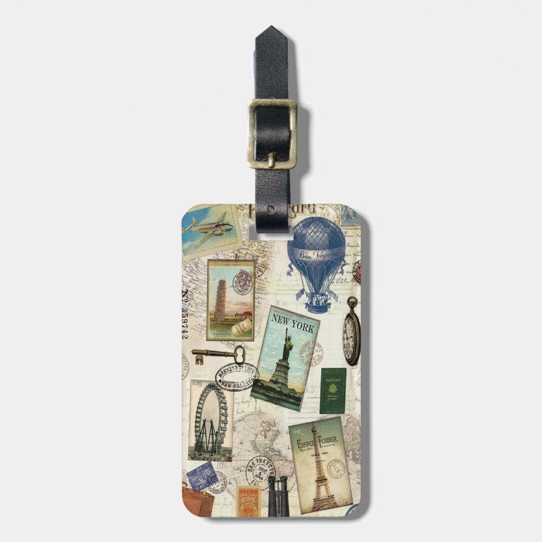 modern vintage travel luggage tag | Zazzle