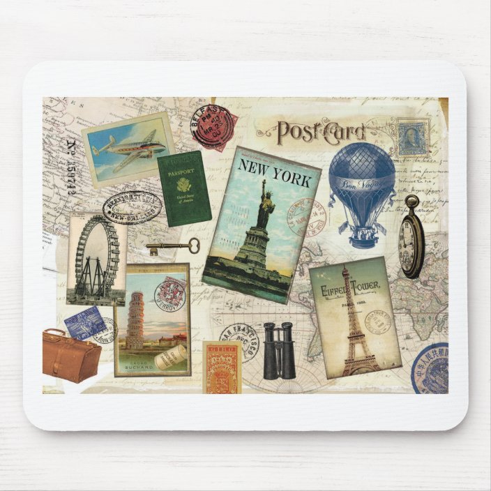 Modern vintage travel mouse pad | Zazzle.com