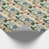 Modern vintage travel wrapping paper | Zazzle