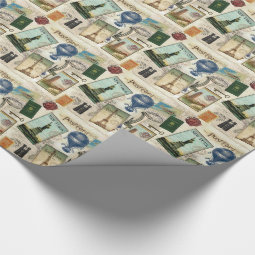 Modern vintage travel wrapping paper | Zazzle