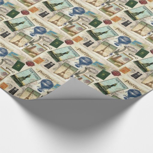Modern vintage travel wrapping paper | Zazzle