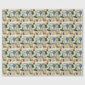 Modern vintage travel wrapping paper | Zazzle