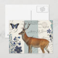 modern vintage woodland deer postcard | Zazzle