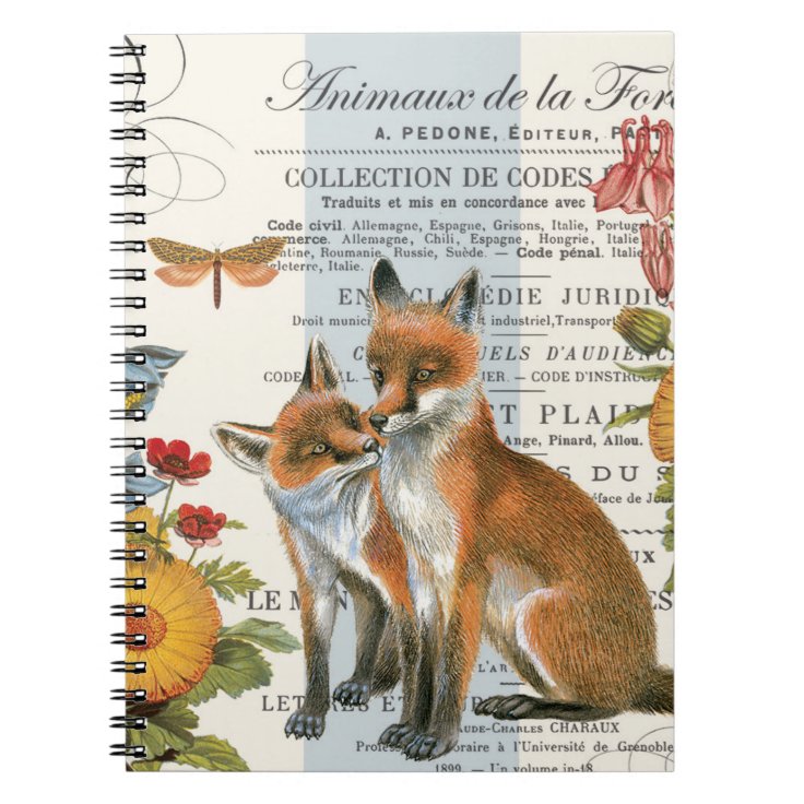 Modern vintage woodland fox notebook | Zazzle
