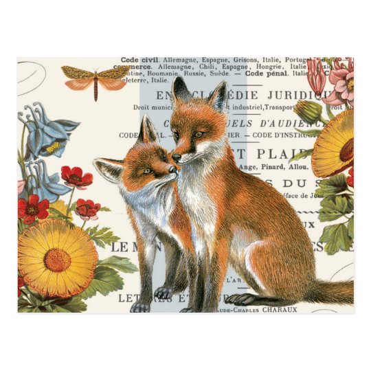 Modern vintage woodland fox postcard | Zazzle.com