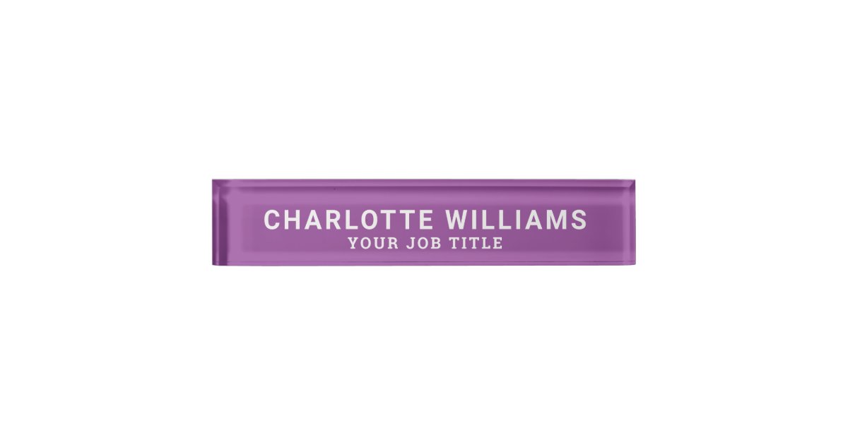 Modern Violet Purple Office Employee Desk Name Plate | Zazzle