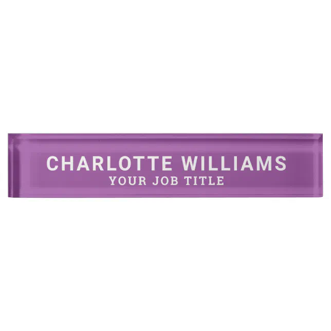 Modern Violet Purple Office Employee Desk Name Plate | Zazzle