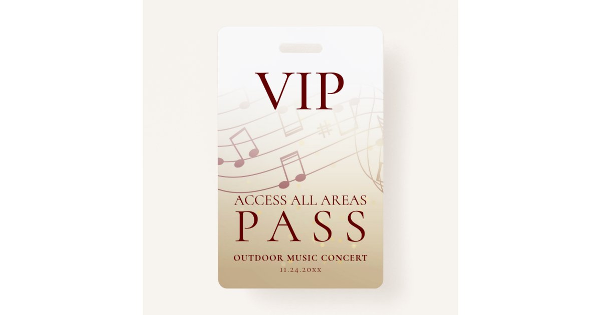 Modern VIP All Access Pass Outdoor Event Badge | Zazzle