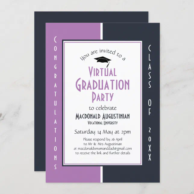 Modern Virtual Graduation Party Invitation | Zazzle