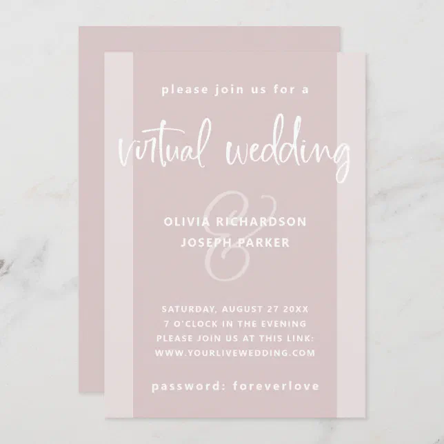 Modern Virtual Wedding | Blush and Pink Invitation | Zazzle