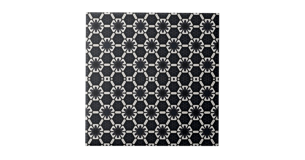 Modern visual art - black and white stars - ceramic tile | Zazzle