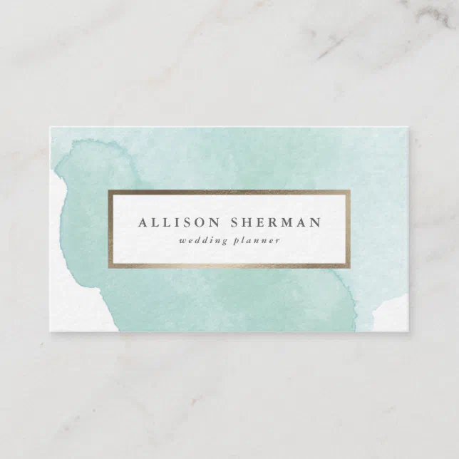 Modern Watercolor Aqua Blue Simple Business Card | Zazzle