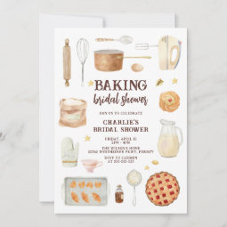 Modern Watercolor Baking Party Bridal Shower Invitation | Zazzle