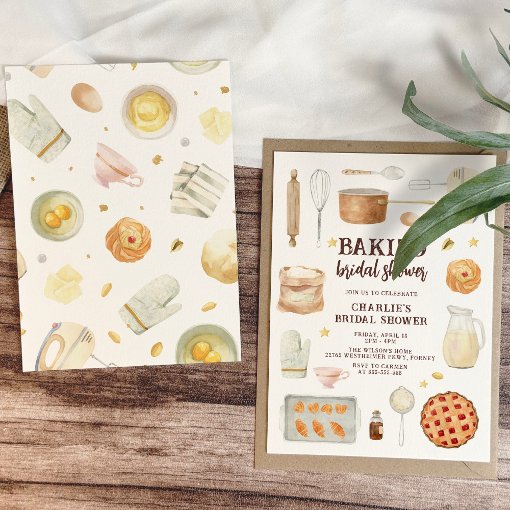 Modern Watercolor Baking Party Bridal Shower Invitation | Zazzle