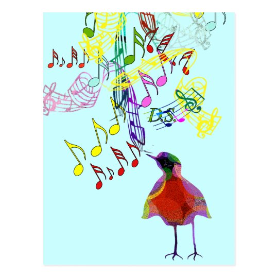 Modern Watercolor Bird Singing Postcard | Zazzle.com