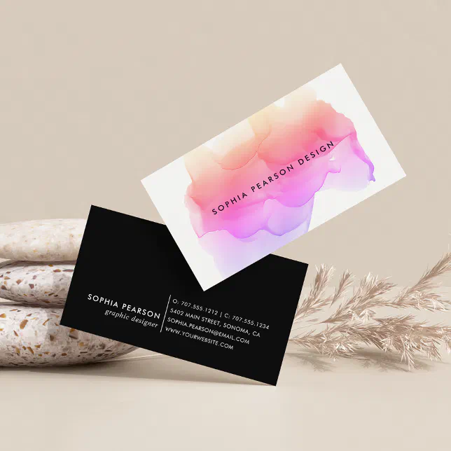 Modern Watercolor Blot Business Card | Zazzle