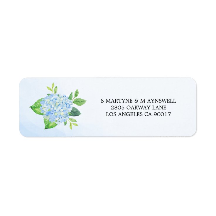 Modern Watercolor Blue Hydrangea Wedding Label | Zazzle