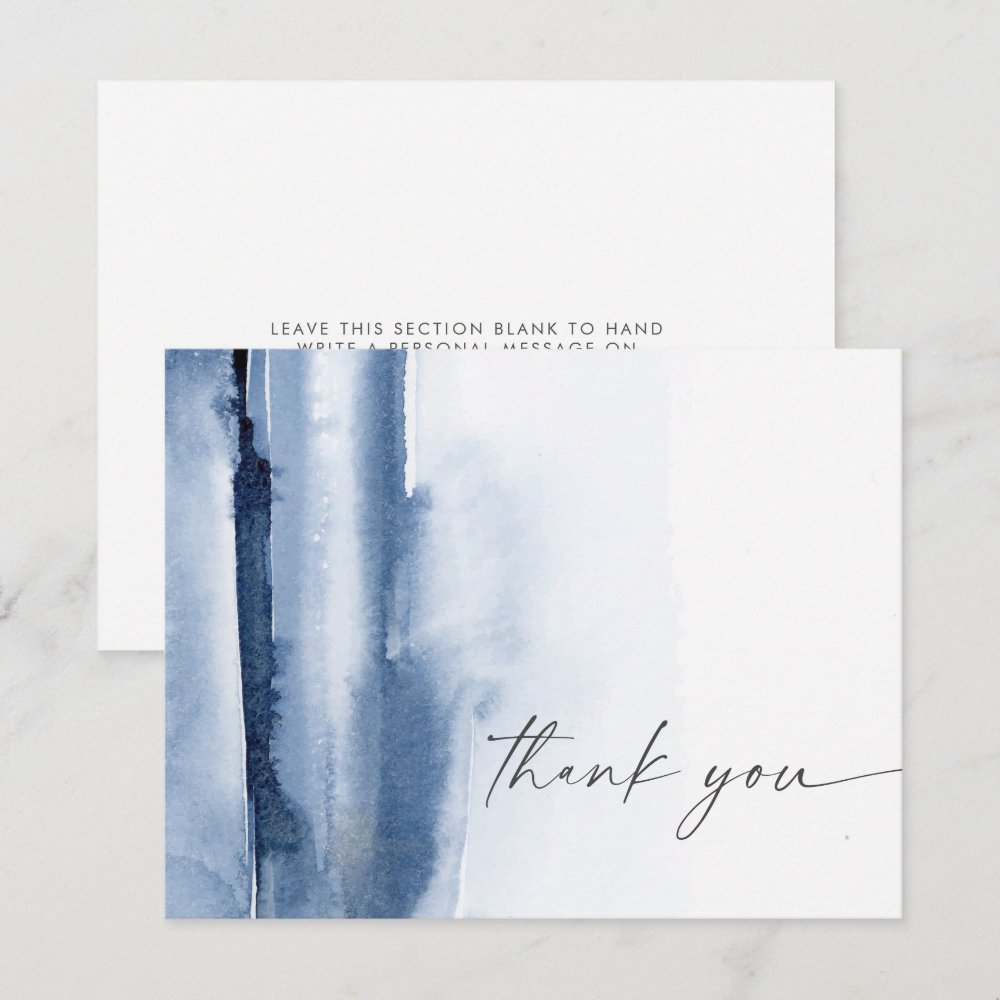 Modern Watercolor | Blue Thank You Card sold by Greenland Tacko | SKU ...