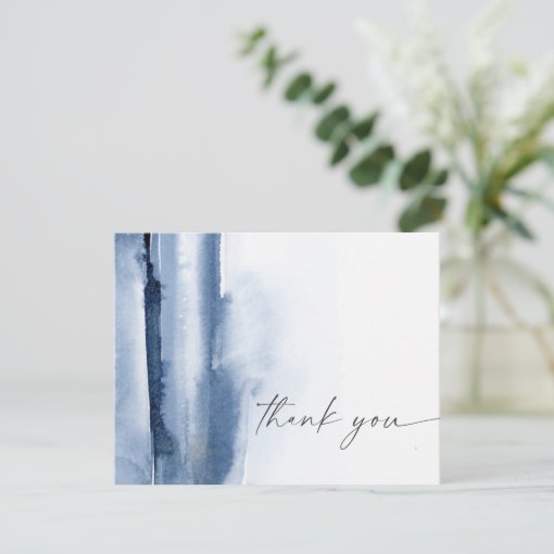 Modern Watercolor | Blue Thank You Card | Zazzle