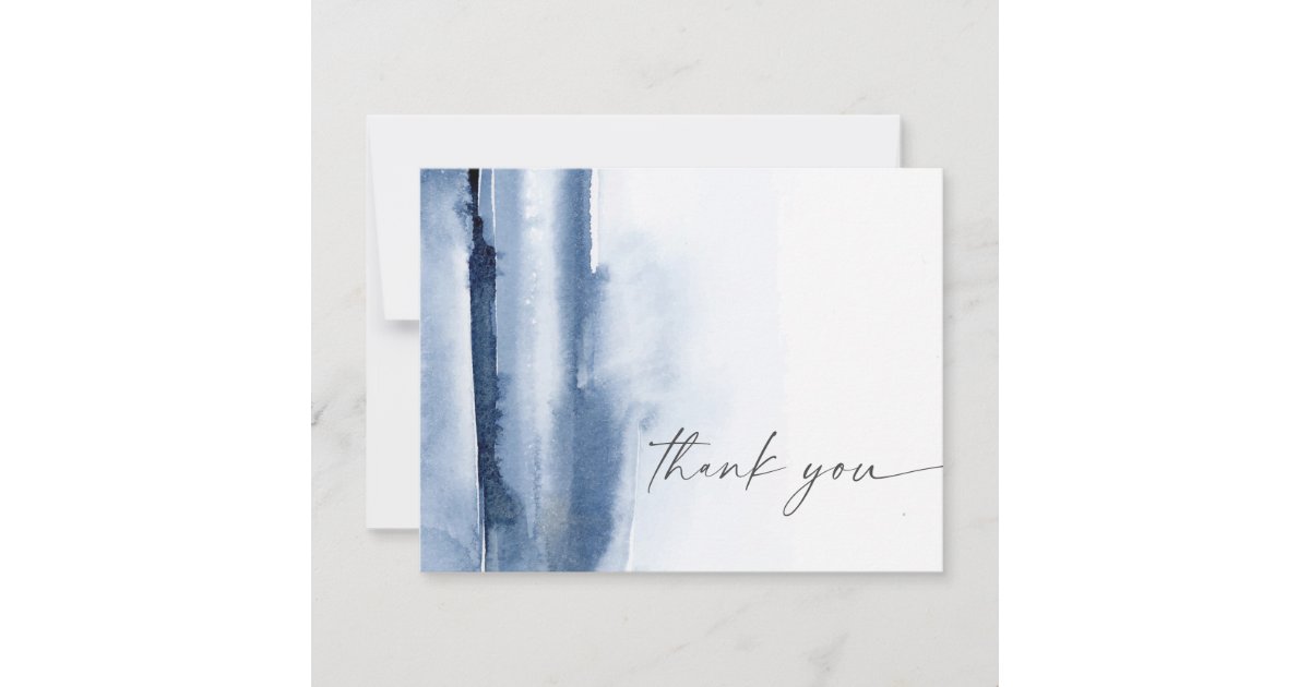 Modern Watercolor | Blue Thank You Card | Zazzle