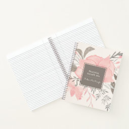 Modern Watercolor Blush and Tan Floral | Business Notebook | Zazzle