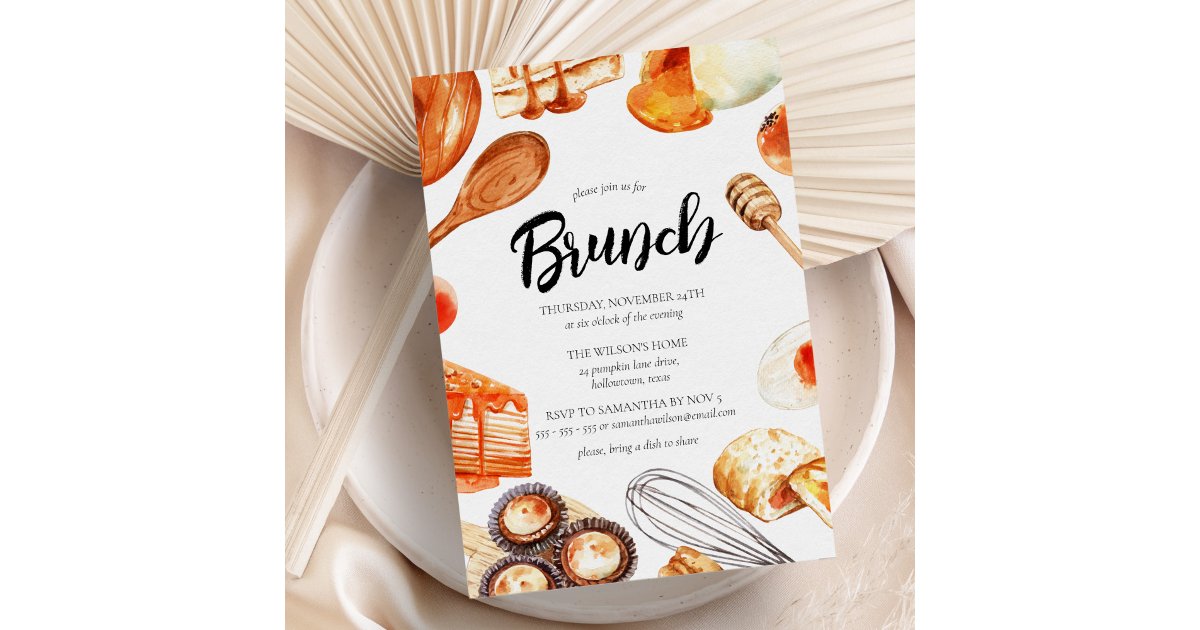 Modern Watercolor Brunch Party Invitation | Zazzle