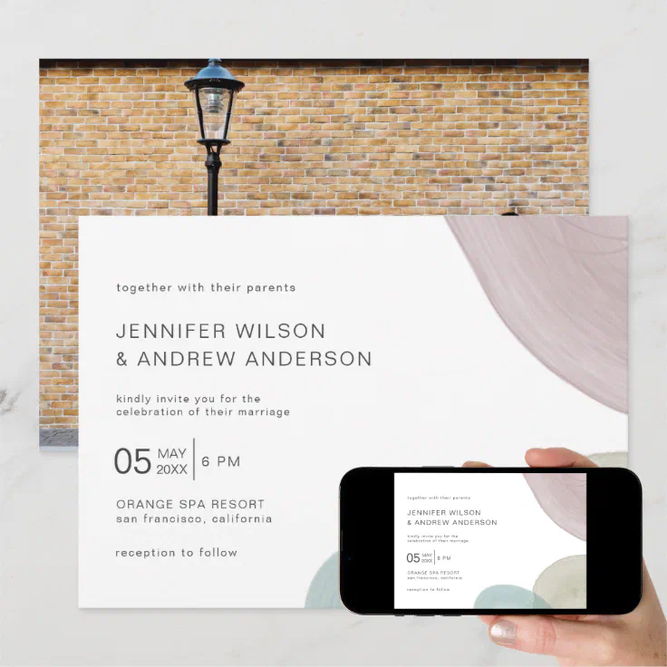 Modern Watercolor Brush | Wedding Photo Invitation | Zazzle