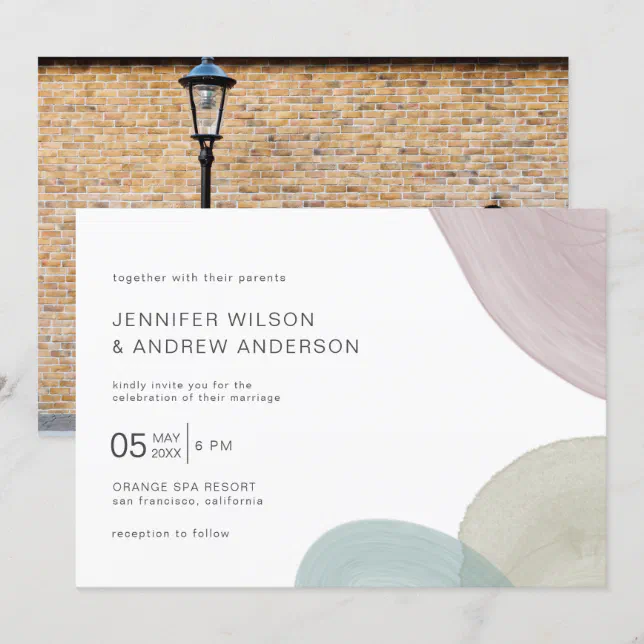 Modern Watercolor Brush | Wedding Photo Invitation | Zazzle