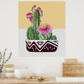 Modern Watercolor Cactus Garden Art Poster | Zazzle