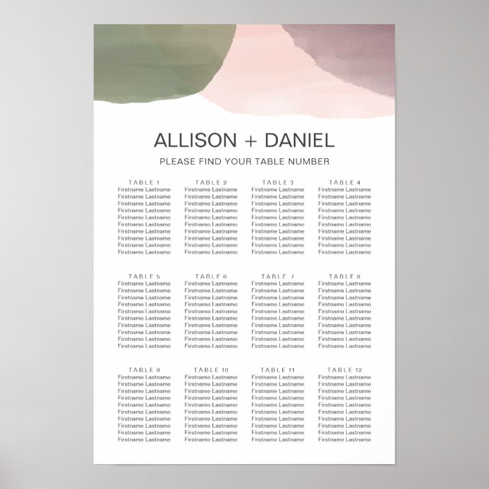 Modern Watercolor Circles Wedding Seating Chart | Zazzle.com