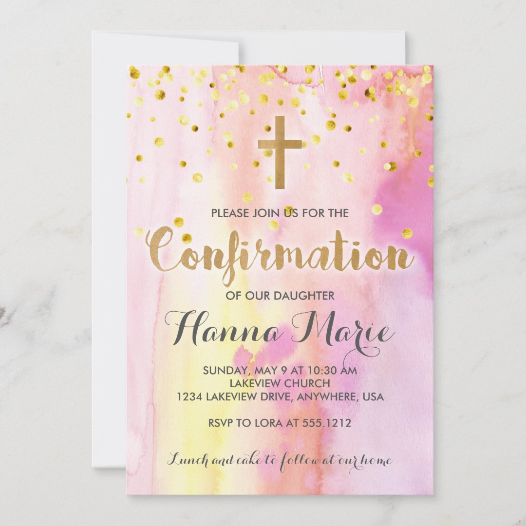 Modern Watercolor Confirmation Invitation | Zazzle