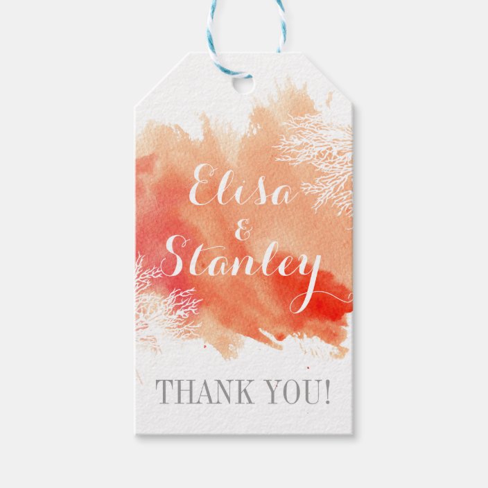 Modern watercolor coral reef wedding Thank You Gift Tags | Zazzle.com