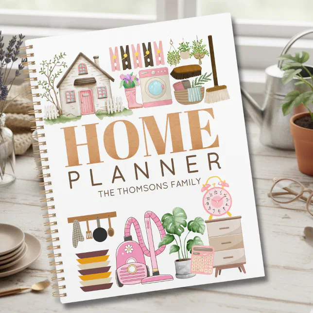 Modern Watercolor Cozy Farmhouse Home Planner | Zazzle