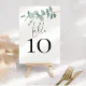 Modern Watercolor Eucalyptus Script Wedding Table Number | Zazzle