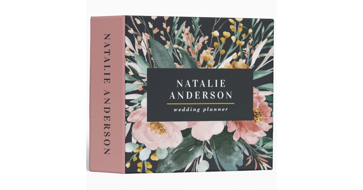 Modern watercolor floral and foliage elegant 3 ring binder | Zazzle