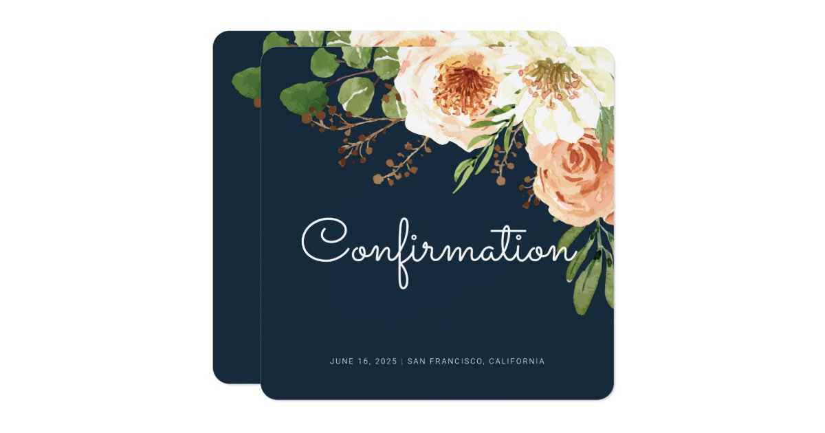 Modern Watercolor Floral Confirmation Invitation | Zazzle.com