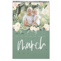 Modern watercolor floral photo script calendar | Zazzle