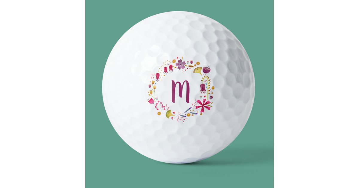 Modern Watercolor Flower Monogram Golf Balls | Zazzle