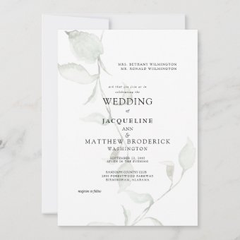 Modern Watercolor Foliage Wedding Invitation | Zazzle