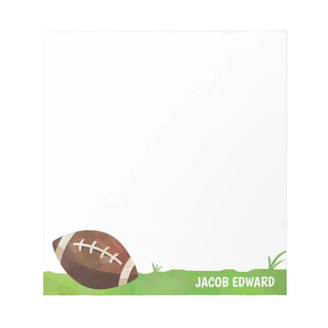 Modern Watercolor Football Sport Grass Fun Kids Notepad | Zazzle