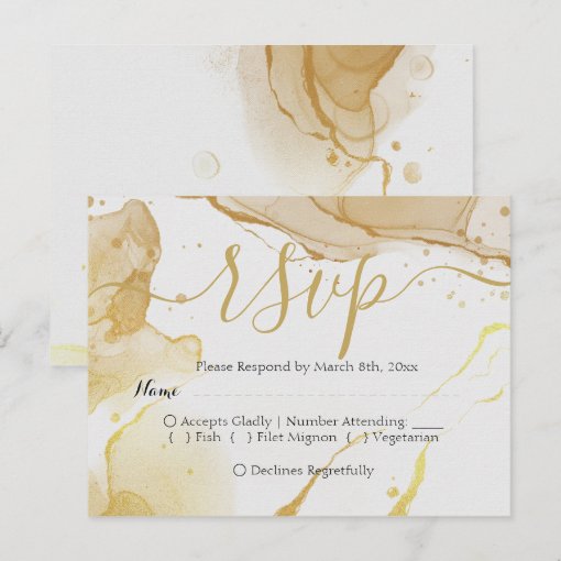 Modern Watercolor Gold RSVP Postcard | Zazzle