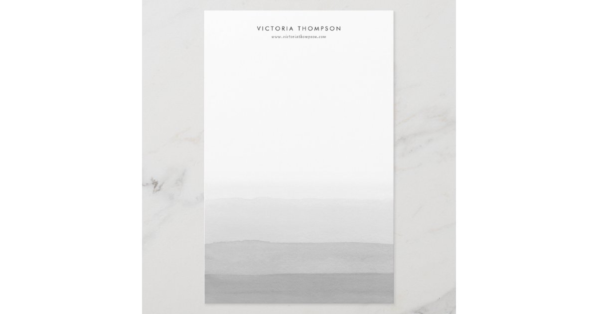 Modern Watercolor Gray Ombre Personalized Stationery | Zazzle