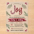 Modern Watercolor "Joy" Candy Cane Baby Shower Acrylic Invitations | Zazzle
