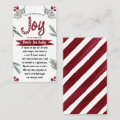 Modern Watercolor "Joy" Candy Cane Baby Shower Enclosure Card | Zazzle