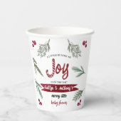 Modern Watercolor "Joy" Candy Cane Baby Shower Paper Cups | Zazzle