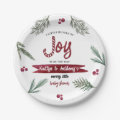 Modern Watercolor "Joy" Candy Cane Baby Shower Paper Plates | Zazzle