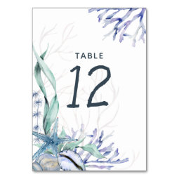 Modern Watercolor Ocean Beach Wedding Table Number | Zazzle