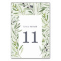 Modern watercolor olive branch foliage wedding table number | Zazzle