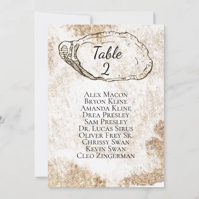 Modern Watercolor Oyster Beach Seating Chart Invitation | Zazzle